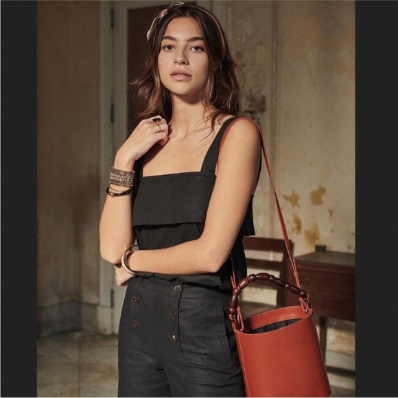 Sezane | Tops | Sezane Black Linen Blend Isa Top | Poshmark